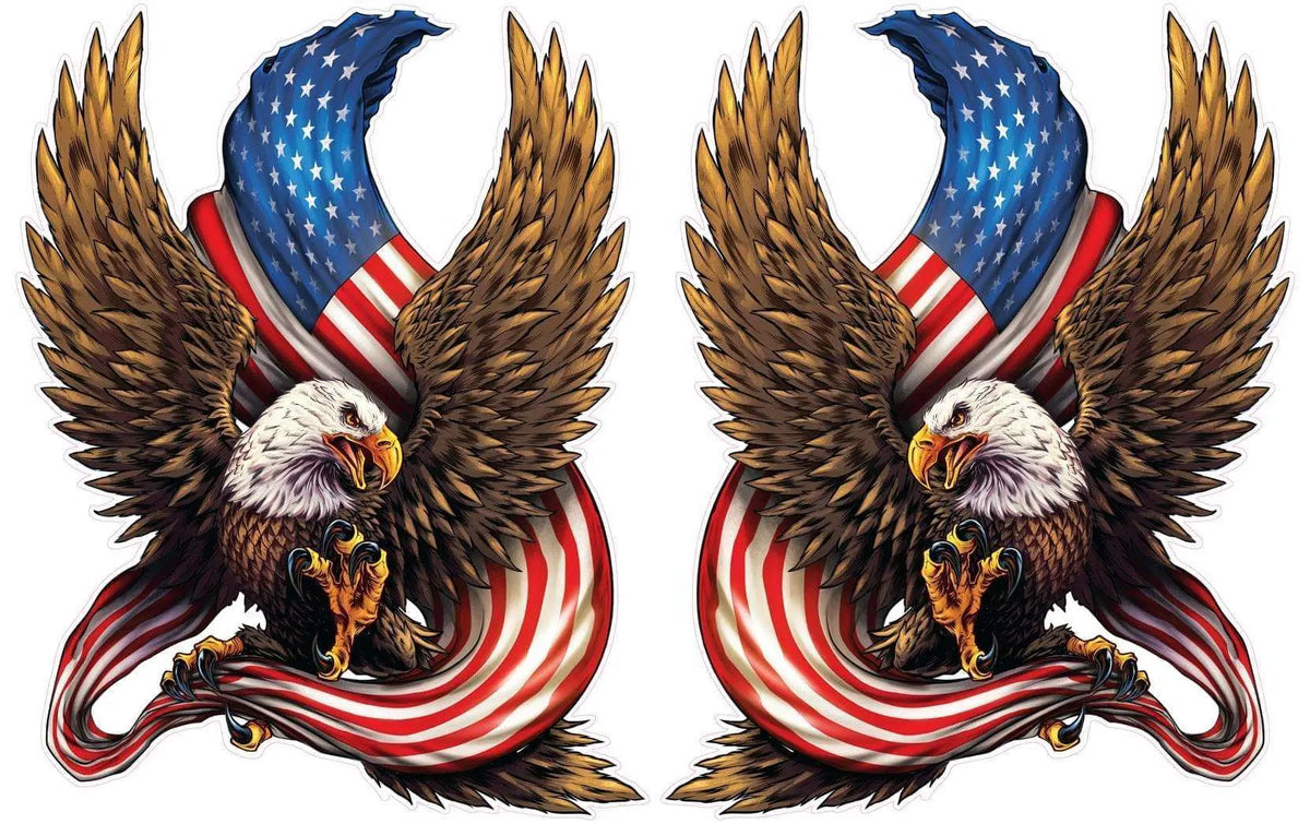 American Bald Eagle American Flag pair Decal | Nostalgia Decals Die Cut ...