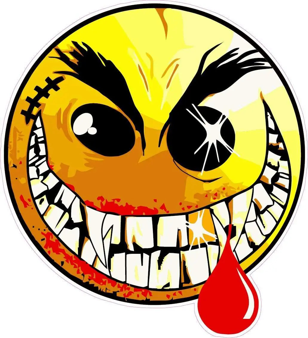 Evil Smiley Face Decal | Nostalgia Decals Retro Vinyl Stickers ...