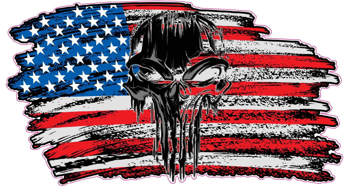 Skull Worn American Flag Decal | Nostalgia Decals Patriotic Vinyl ...