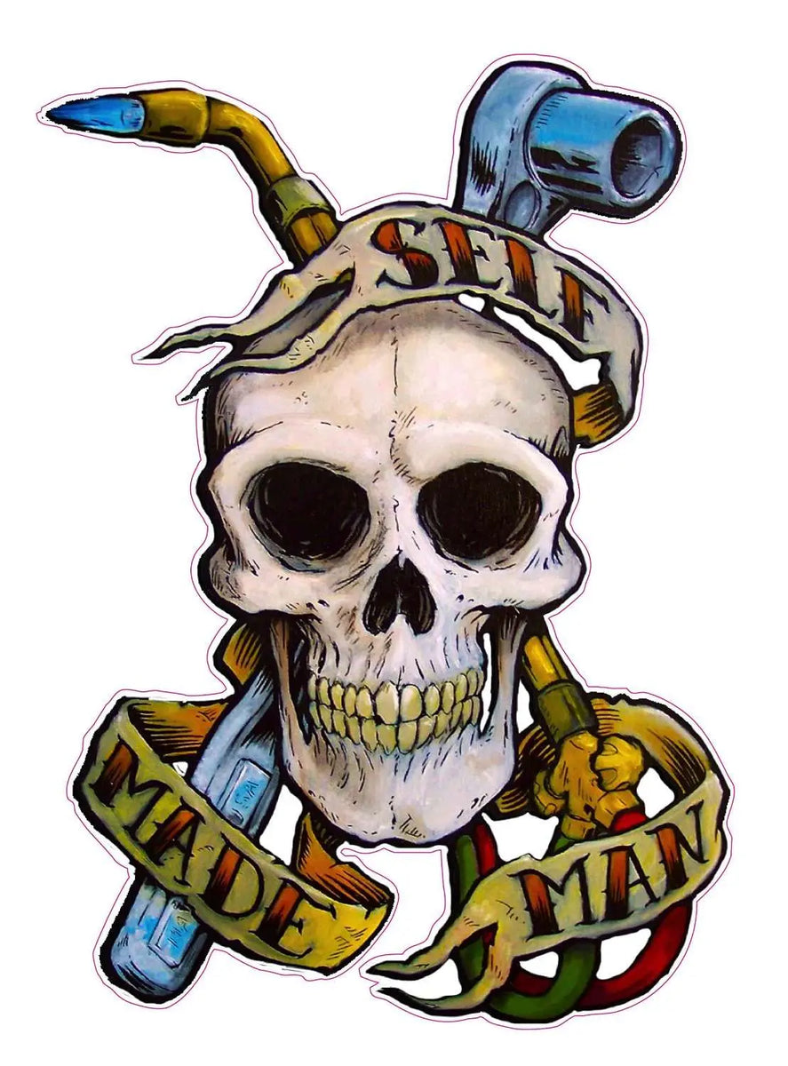 Self Made Man Skull Decal | Nostalgia Decals Retro Vinyl Stickers ...