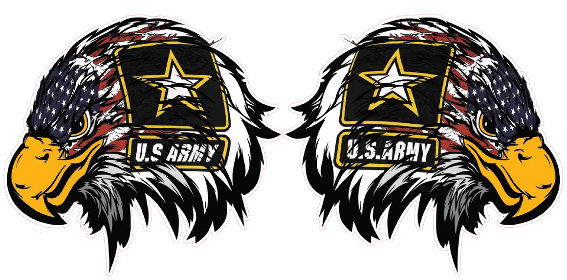 Army American Flag Eagle Head Pair Decal | Nostalgia Decals Military ...