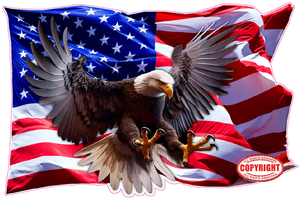 American flag eagle with talons out decal | Nostalgia Decals Patriotic ...