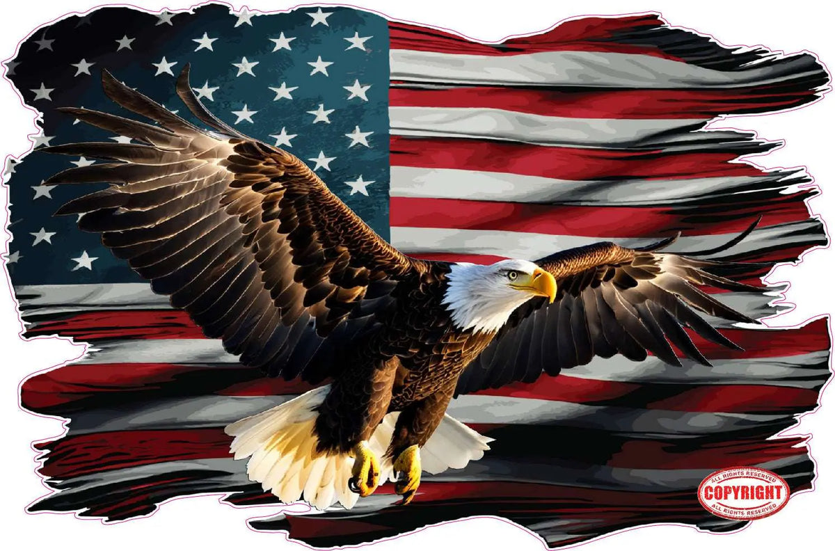 Drifting Eagle American Flag Decal - Vinyl Stickers – Nostalgia Decals ...