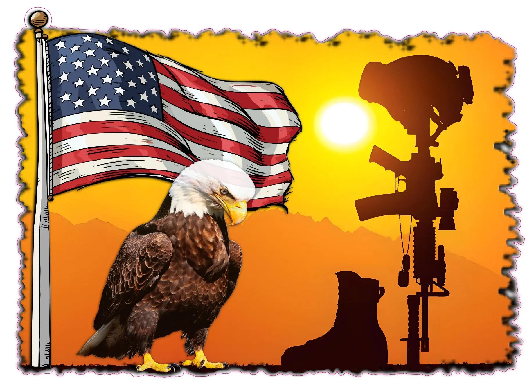 Veterans Battle Cross Decal - Honoring Our Heroes – Nostalgia Decals Online