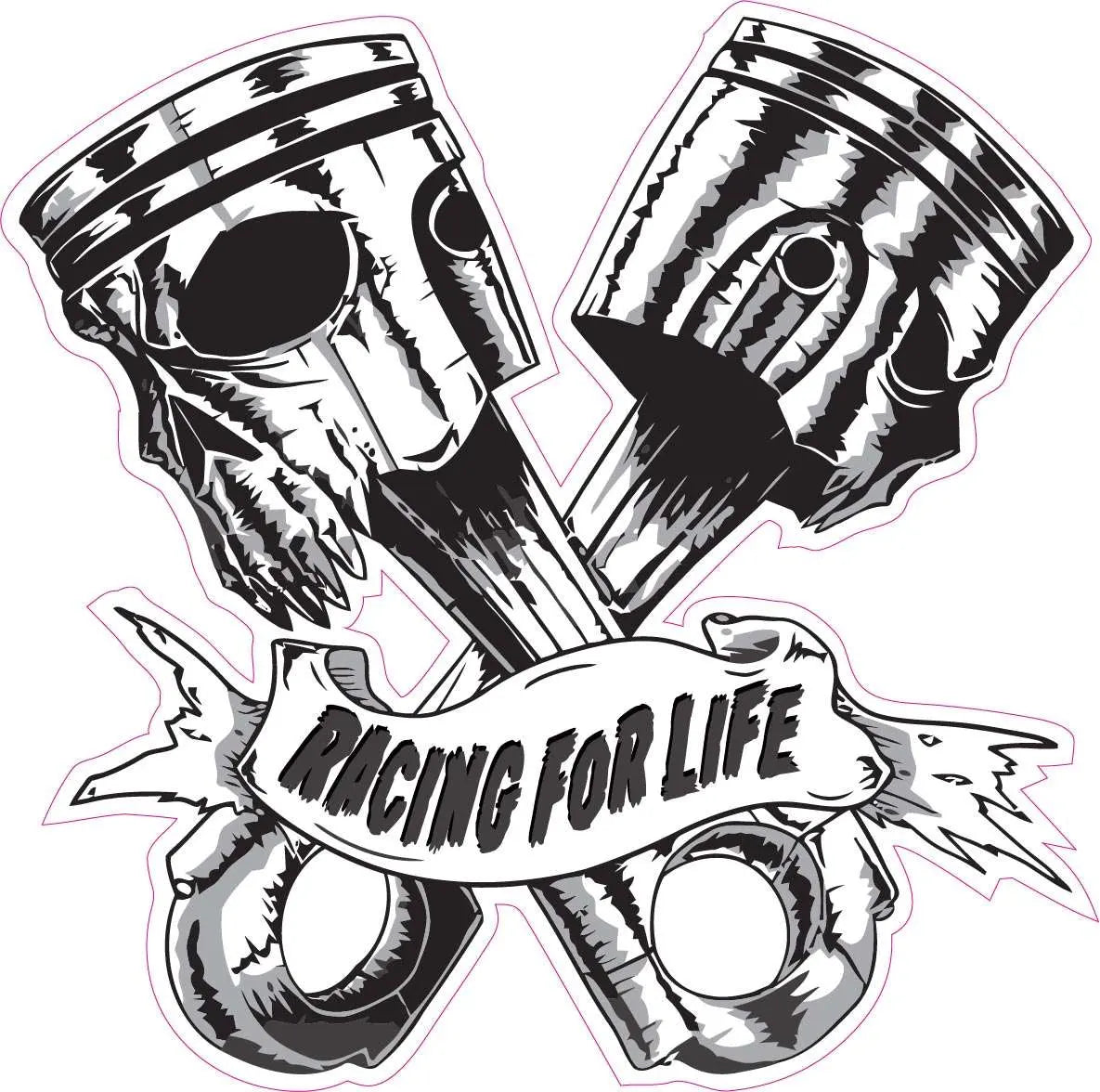 Skulls Pistons Racing for Life Large Decal | Nostalgia Decals Vinyl ...
